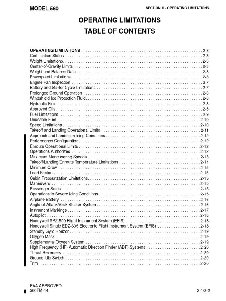 C560 6. Section II - Operating Limitations | PDF | Jet Fuel | Motor Oil