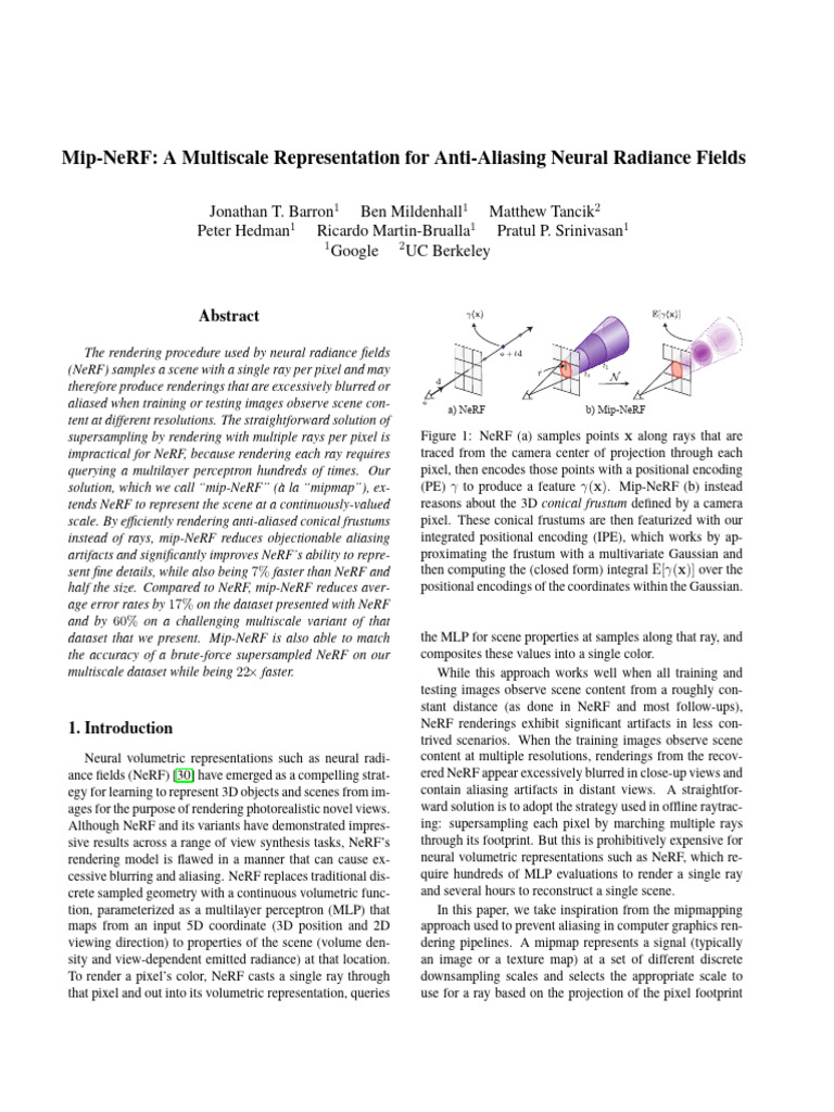 MIP NeRF | PDF | Rendering (Computer Graphics) | Sampling (Signal ...
