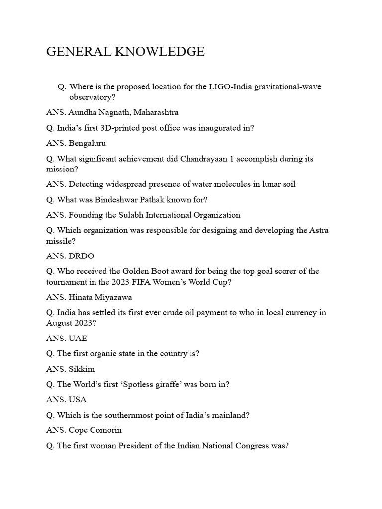 GENERAL KNOWLEDGE | PDF