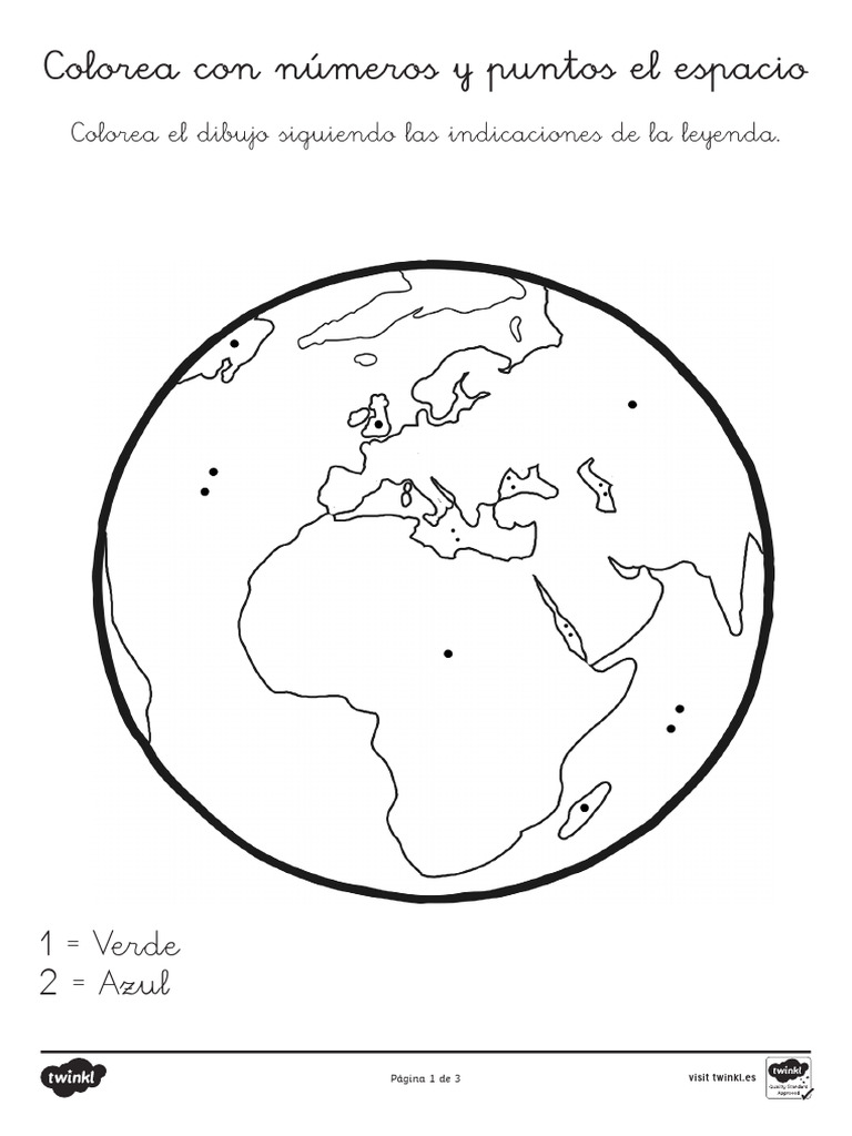 Colorea Con Numeros y Puntos El Espacio Ficha de Actividad | PDF | Arte