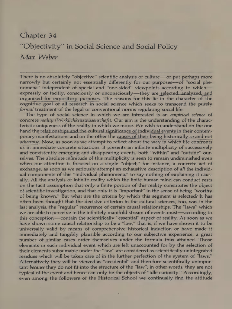 Weber - "Objectivity" in Social Science and Social Policy" | PDF