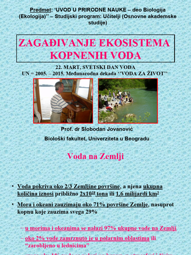 Zagadjivanje Ekosistema Kopnenih Voda | PDF