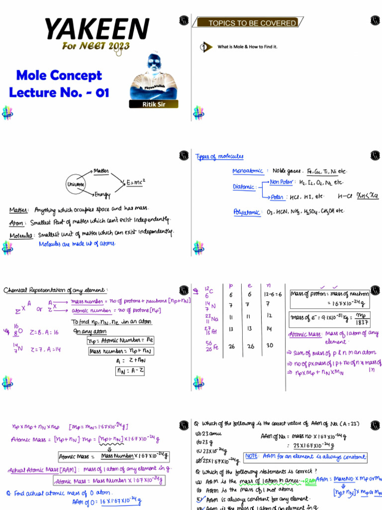Mole Concept Ritik Sir | PDF