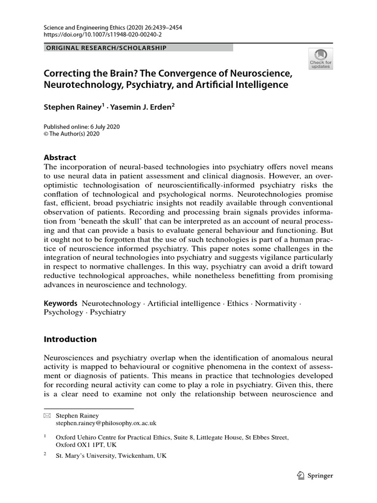 Rainey2020 - Correcting The Brain. The Convergente of Neuroscience, Neurotechnology, PSQ and AI ...