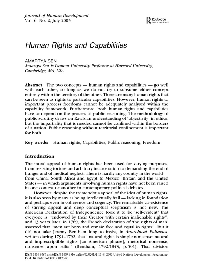 Human Rights and Capabilities | PDF