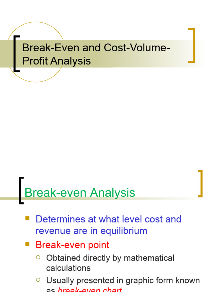 Unit 2 Break Even Analysis | PDF | Economies | Business Economics