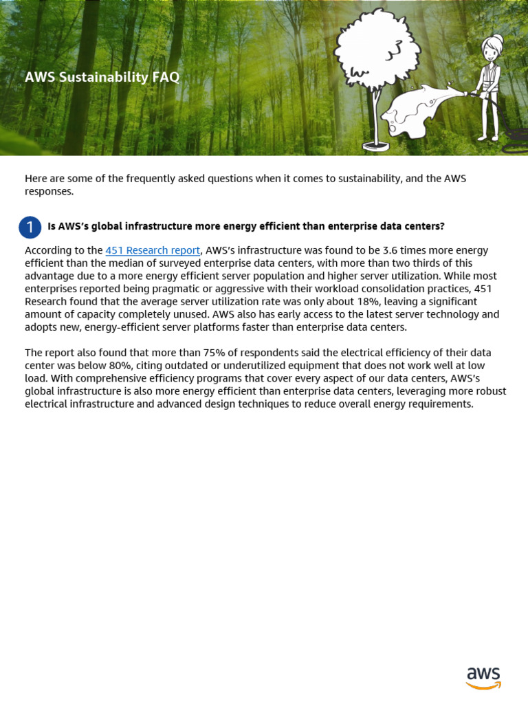 AWS Sustainability FAQ | PDF | Reclaimed Water | Data Center