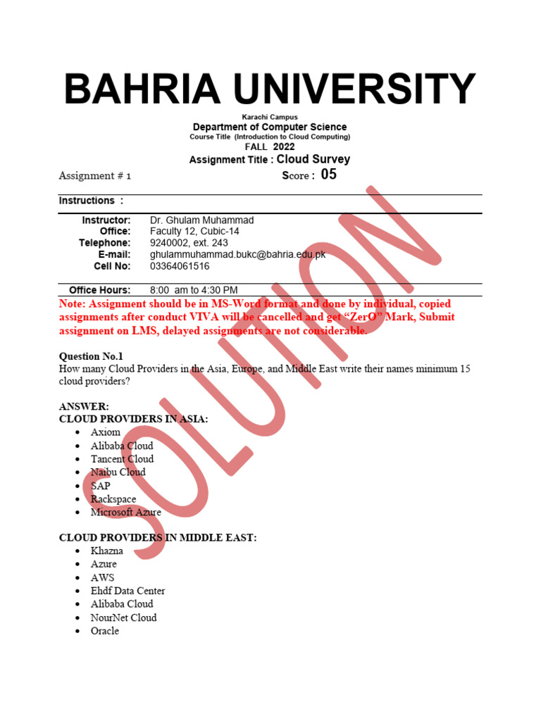 CC A1 Cloud Survey Sol | PDF | Cloud Computing | Microsoft Azure