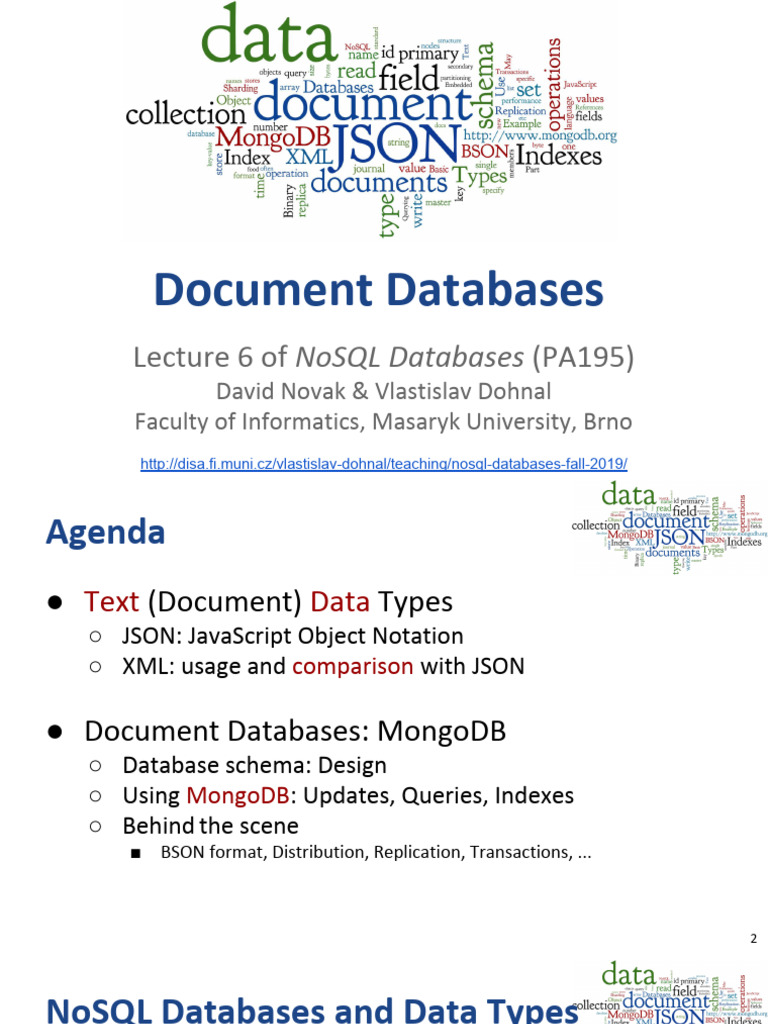 Lecture 6 Document Databases Data Formats | Download Free PDF | Json | Xml