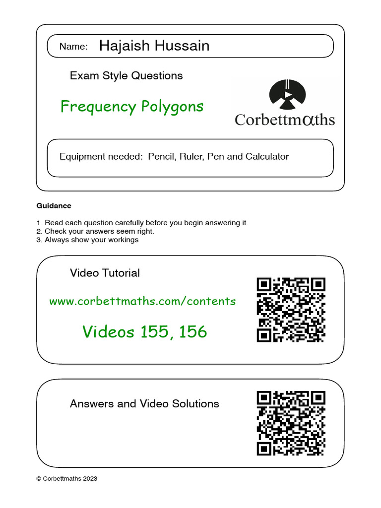Frequency-Polygons - Worksheet 2 (1) - Edited | PDF
