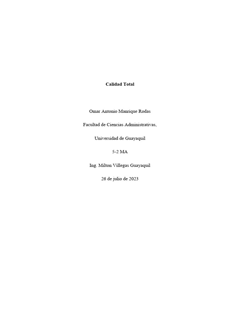 La Calidad Total - Omar Manrique | PDF