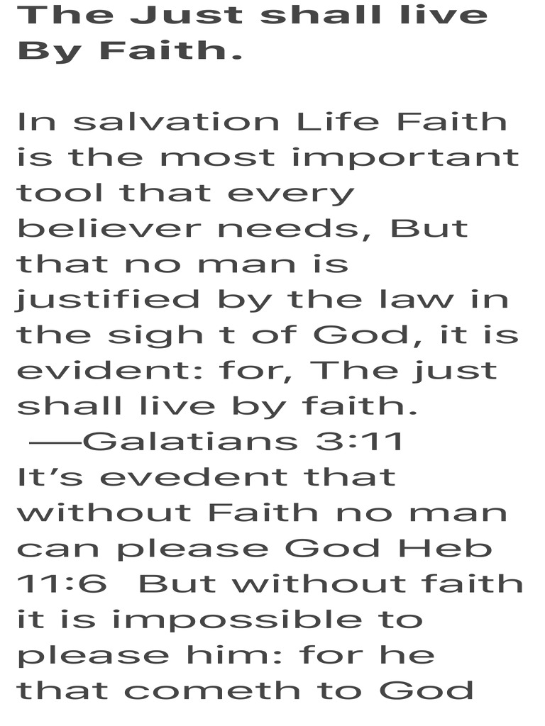 The Just Shall Live by Faith. | PDF