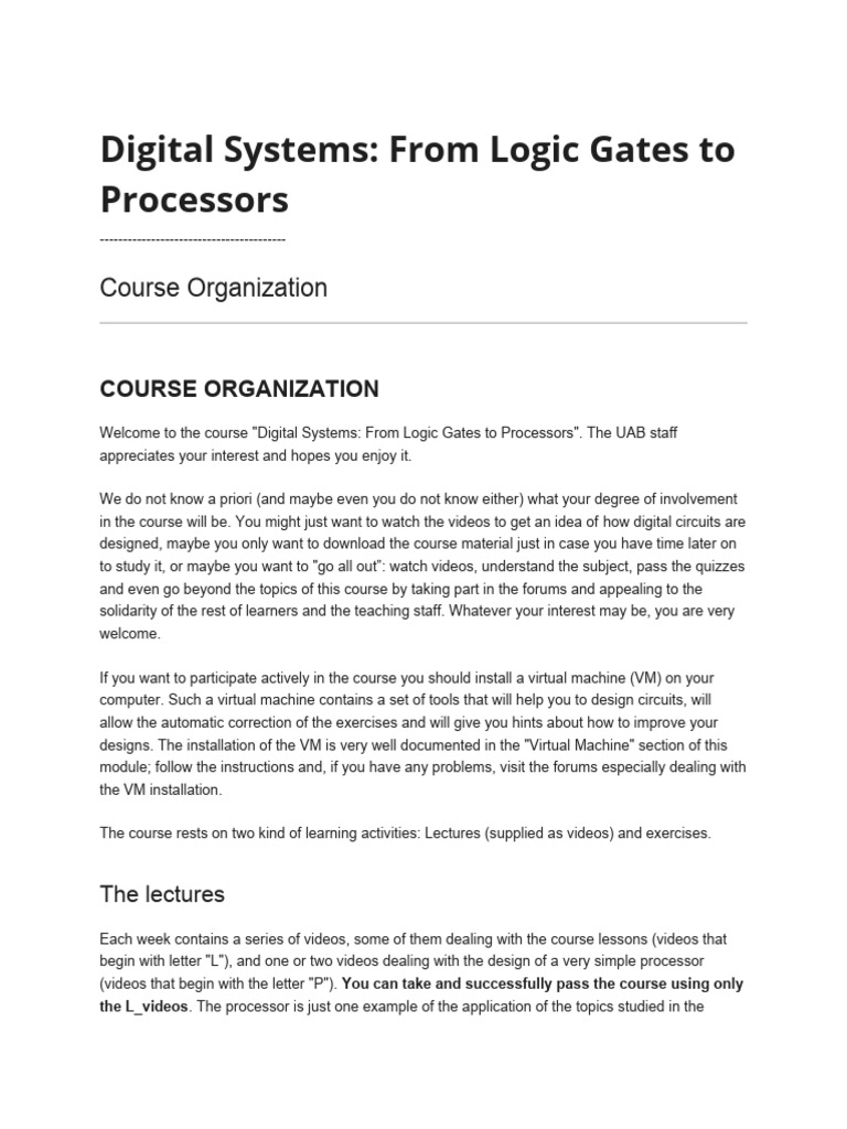 Digital Systems From Logic Gates to Processors | PDF