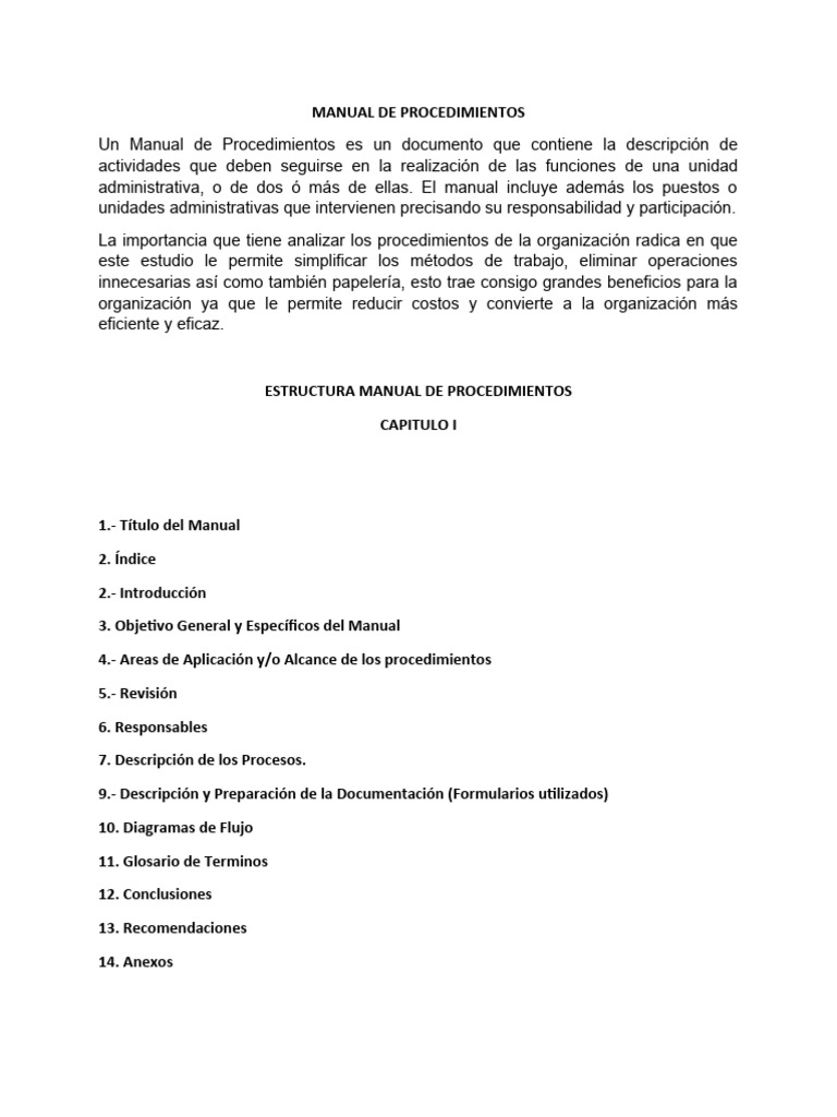 Manual de Procedimientos Eficiente | PDF | Negocios