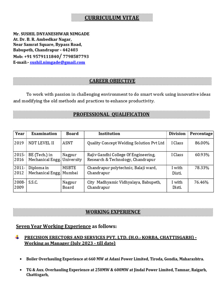 Sushil CV Dec.2023 | PDF