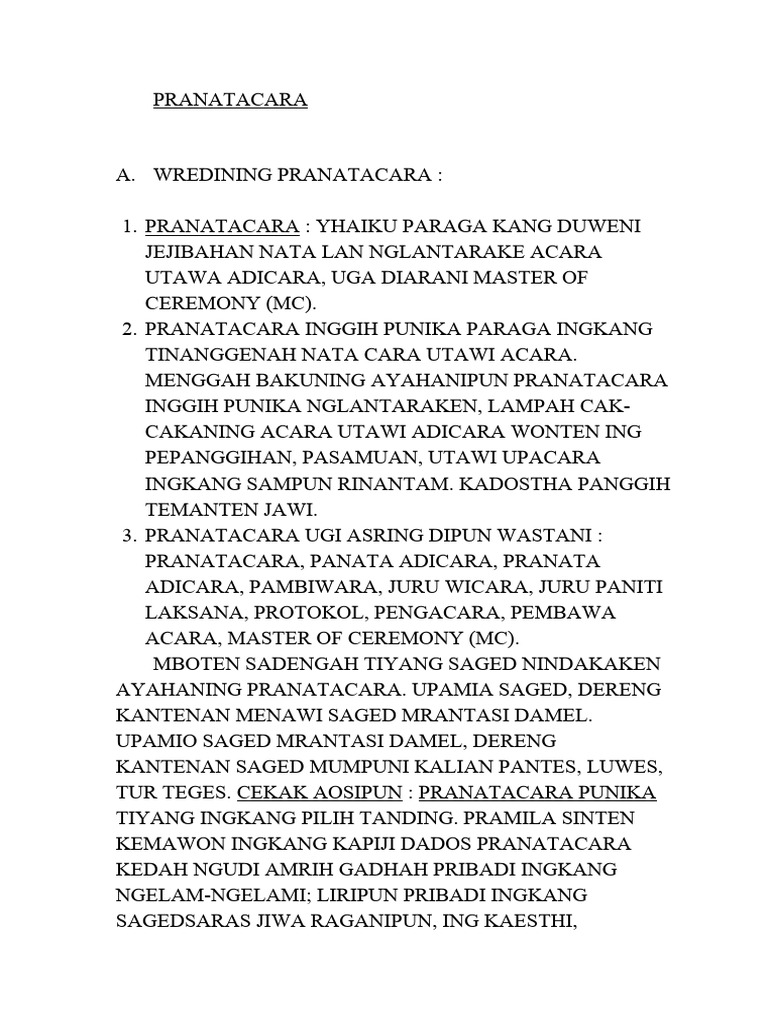 Tuladha Pranatacara | PDF