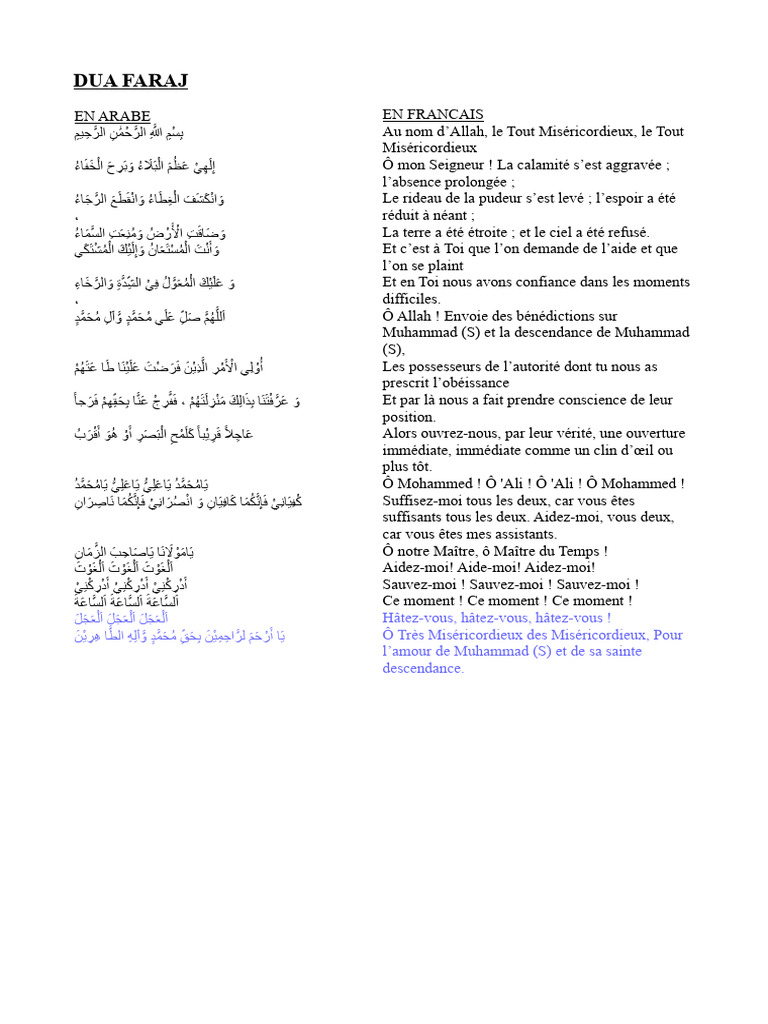Dua Faraj - 1 | PDF