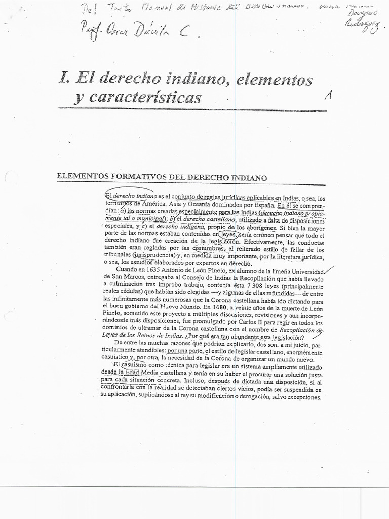 El Derecho Indiano, Elementos y Caracteristicas | PDF