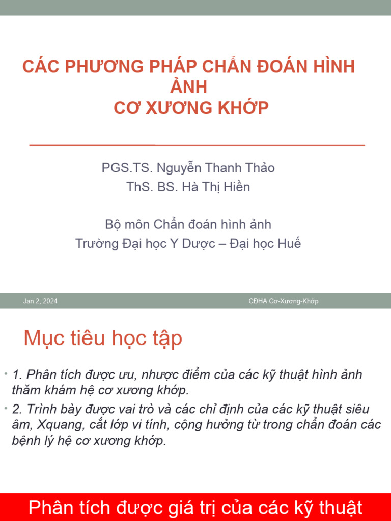 Bài Giảng - Các Phương Pháp CDHA Cơ Xương Khớp | PDF