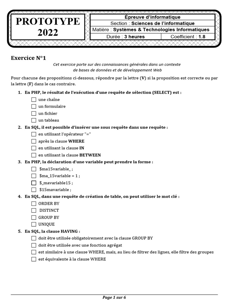 Prototype Théorique STI | PDF | Programmation web | SQL