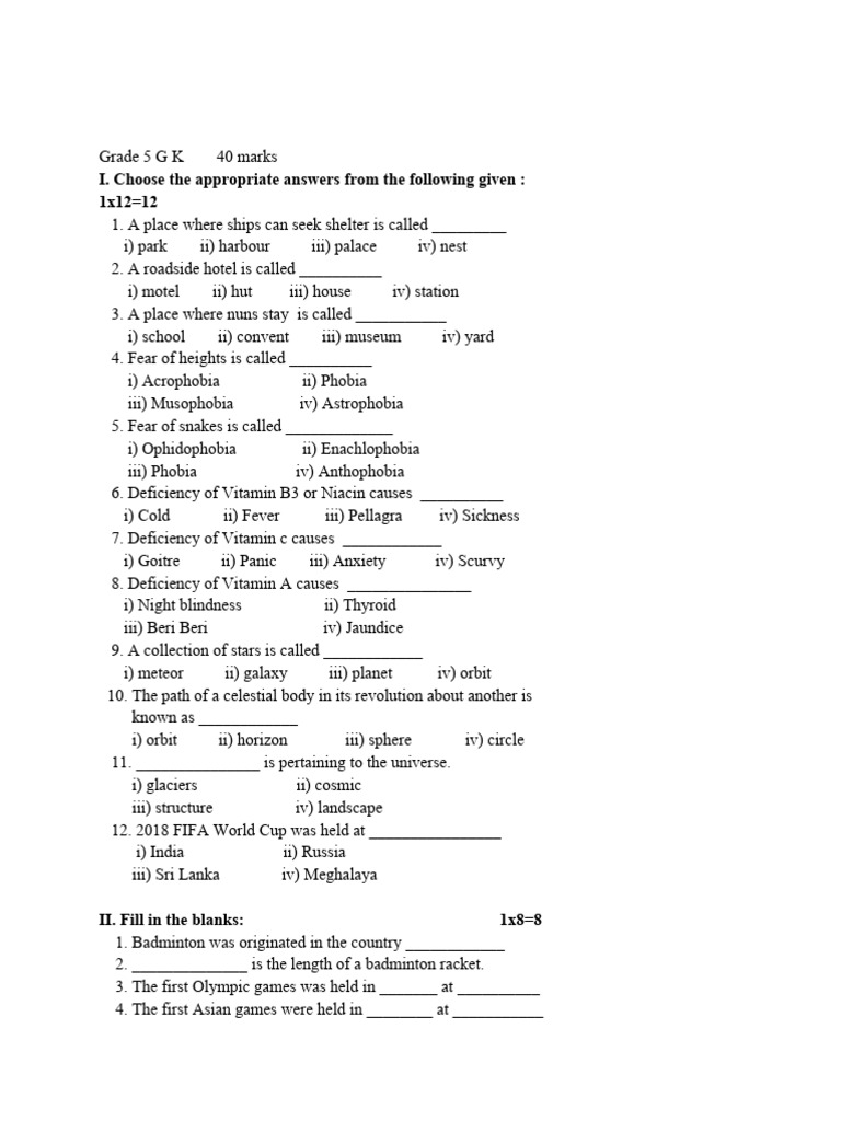 Grade 5 G K | PDF