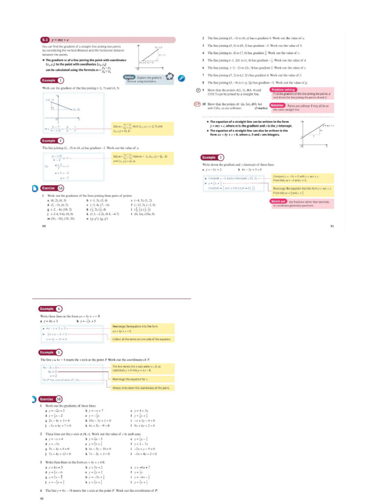 Straight Line Graphs - y MX +C | PDF
