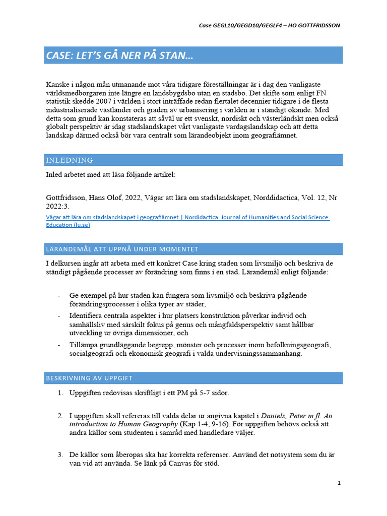 Case Uppgift Let's Gå Ner På Stan | PDF
