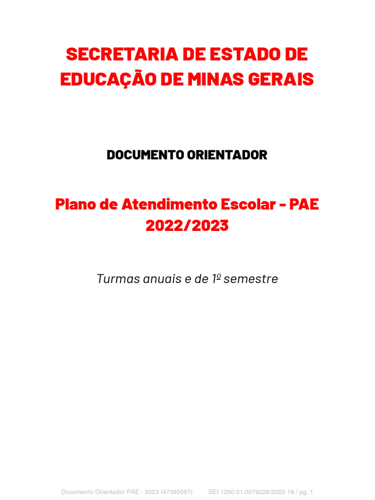 Documento Orientador Plano de Atendimento 2022 2023 | PDF