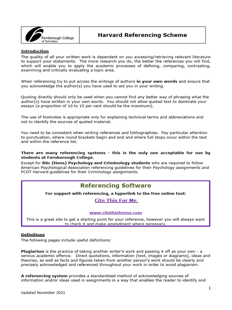 Harvard Referencing Guidelines | PDF | Career & Growth