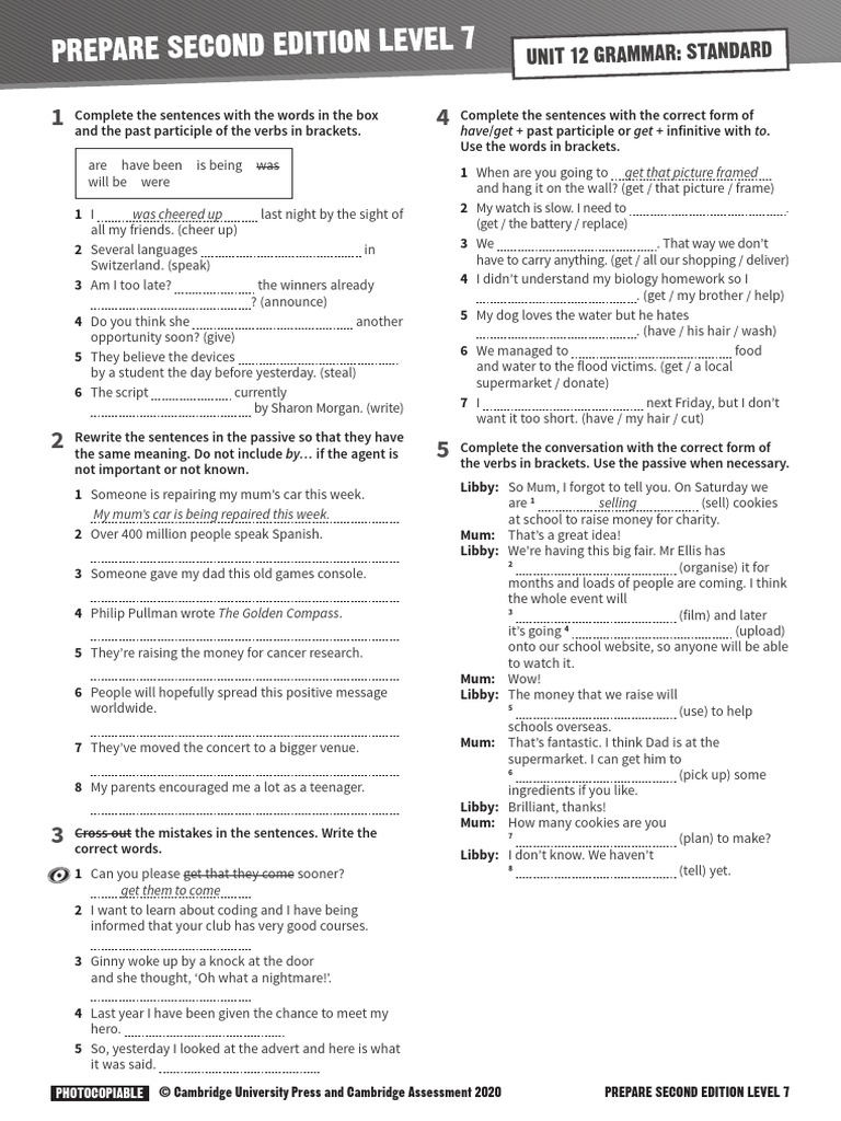 Prepare Second Edition Level 7: Unit 12 Grammar: Standard | PDF ...