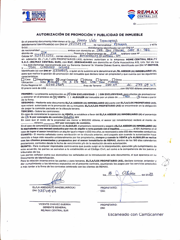 Contrato de Exclusividad REMAX | PDF