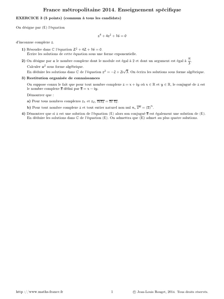 2014 France Metropolitaine Exo3 | PDF