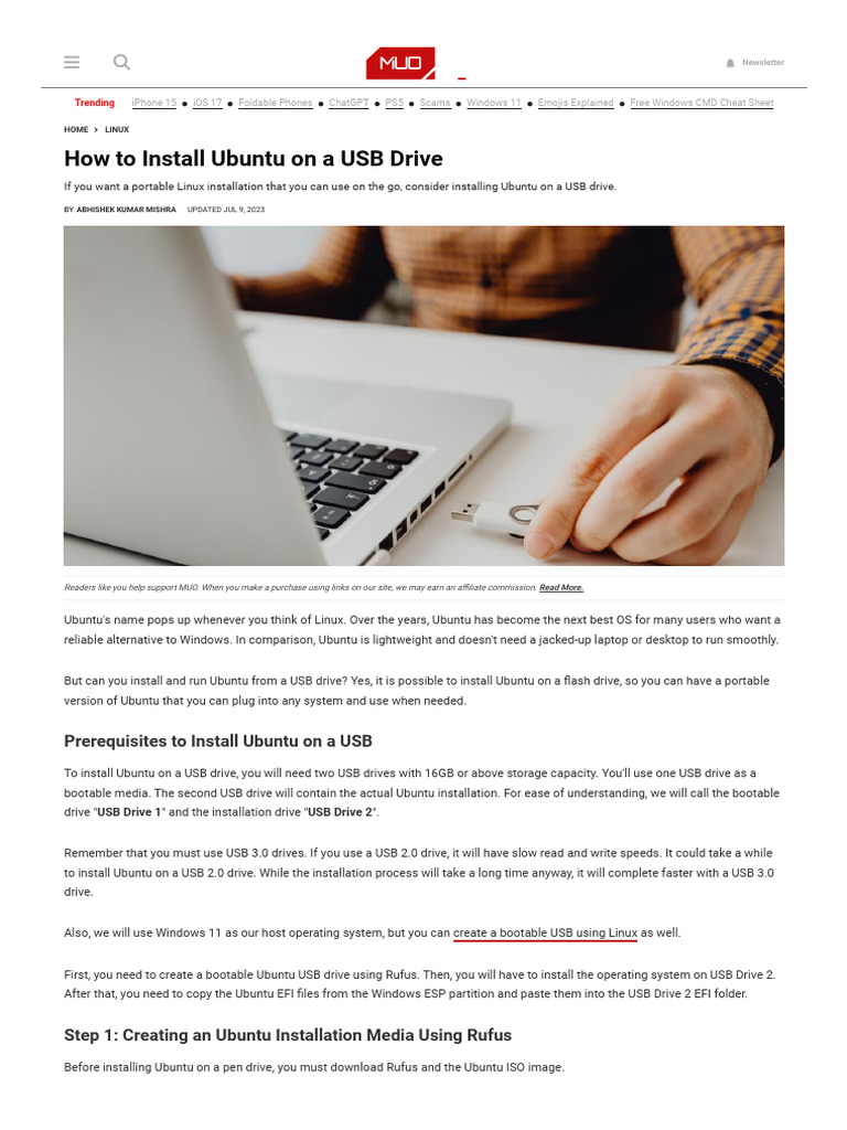 How To Install Ubuntu On A USB Drive | PDF