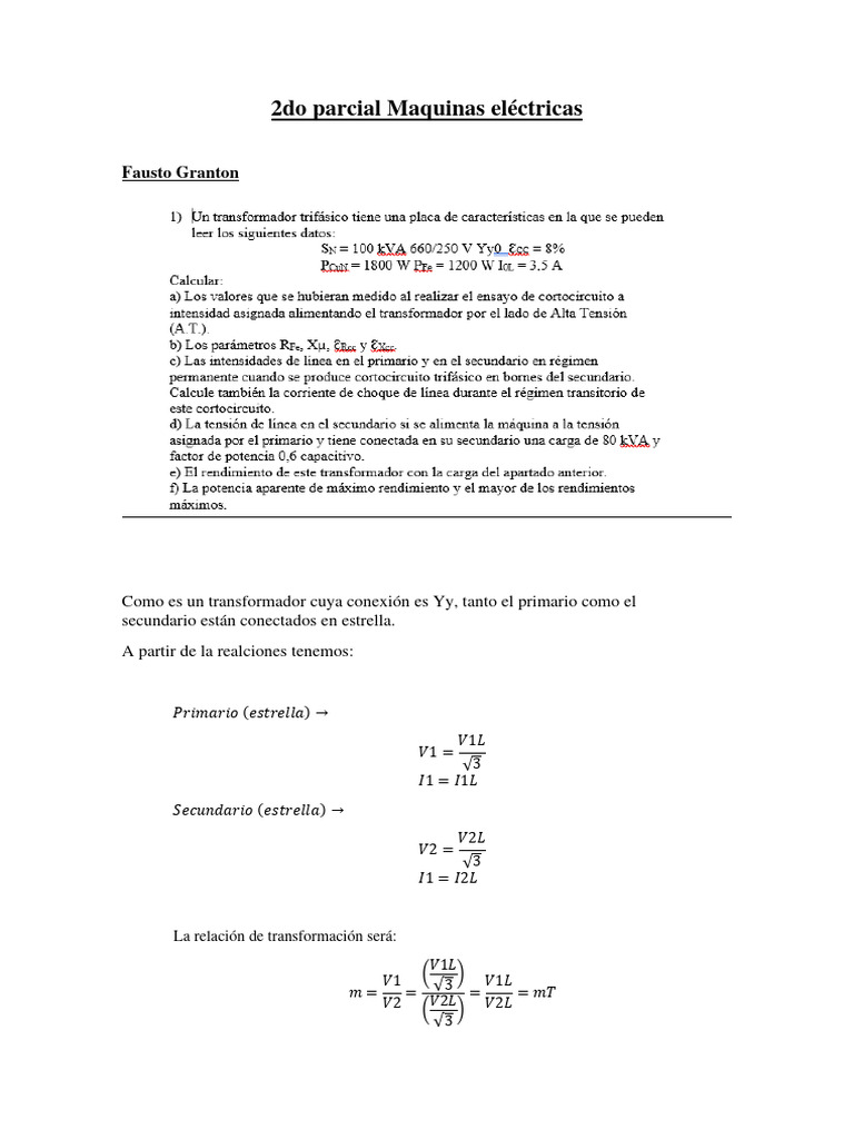 2do Parcial Maquinas Eléctricas | PDF | Métodos y materiales de enseñanza