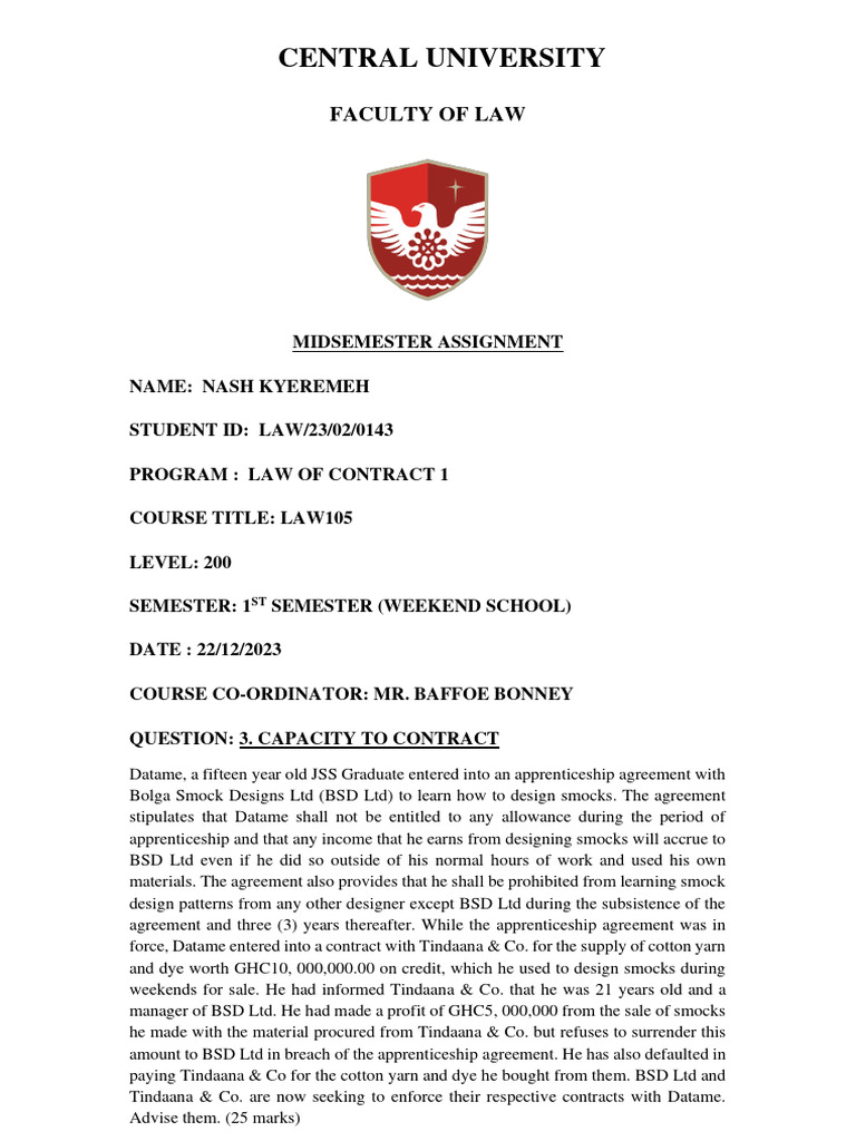 Assignment - Nash Kyeremeh-1 | PDF | Misrepresentation | Justice