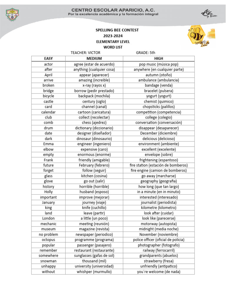 Spelling Bee 5 23 24 PDF