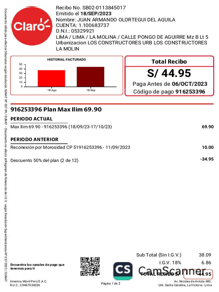 Recibo de Pago Celular | PDF