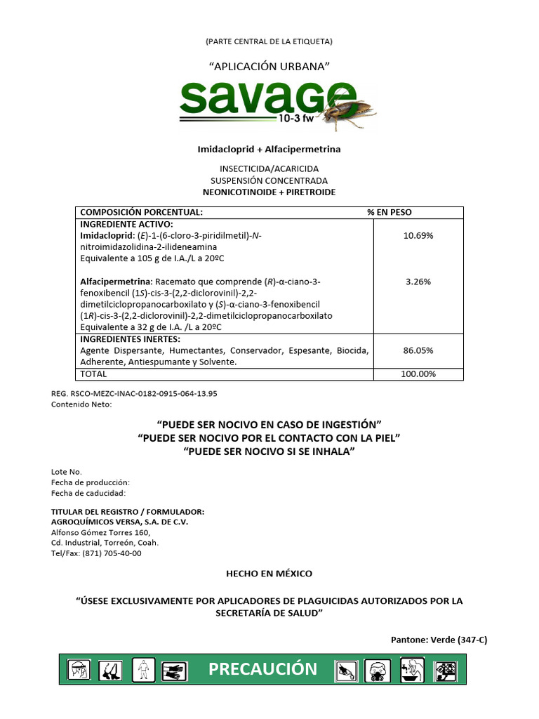 Etiqueta SAVAGE 3-10 FW - P Diseno | PDF