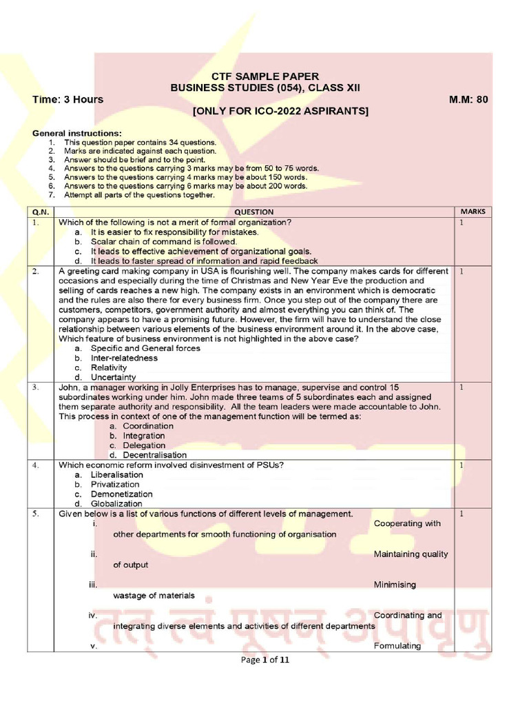 CTF Xii Sample Paper BST | PDF