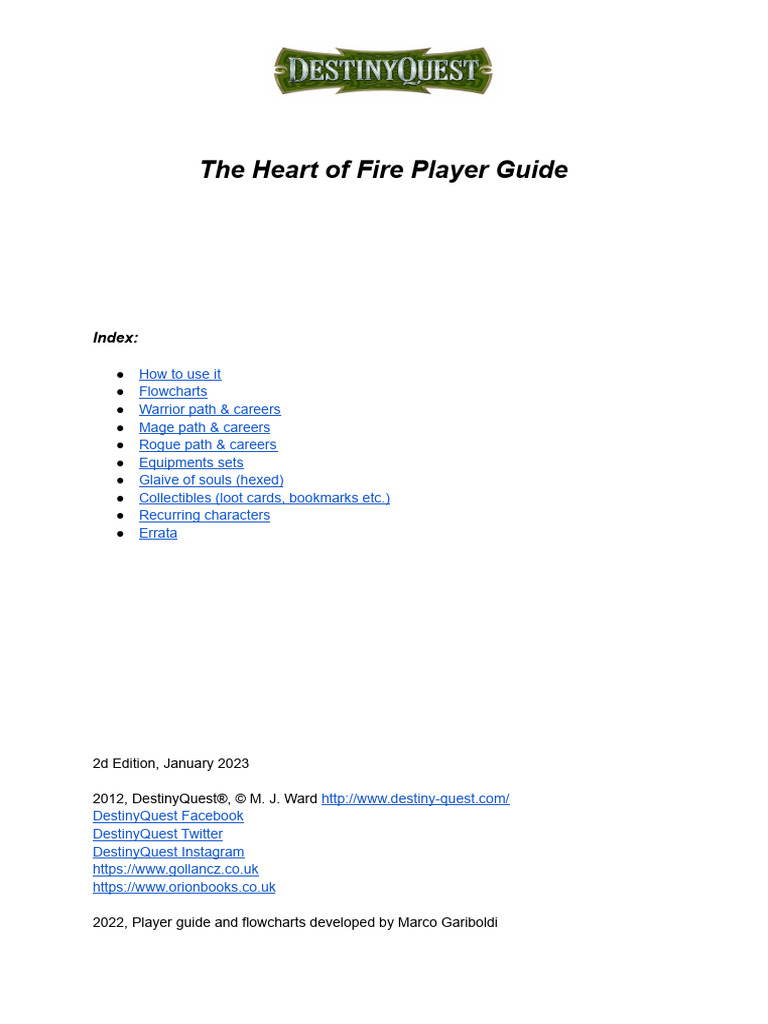 The Heart of Fire Player Guide | PDF