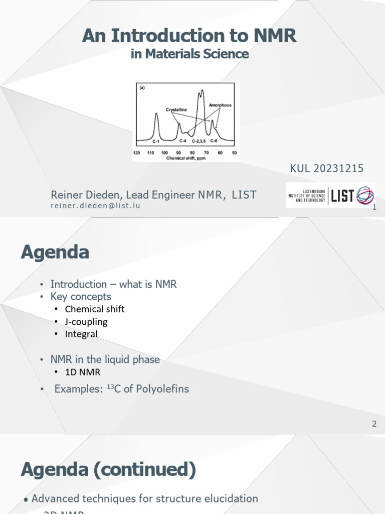 NMR Techniques in Materials Science | PDF