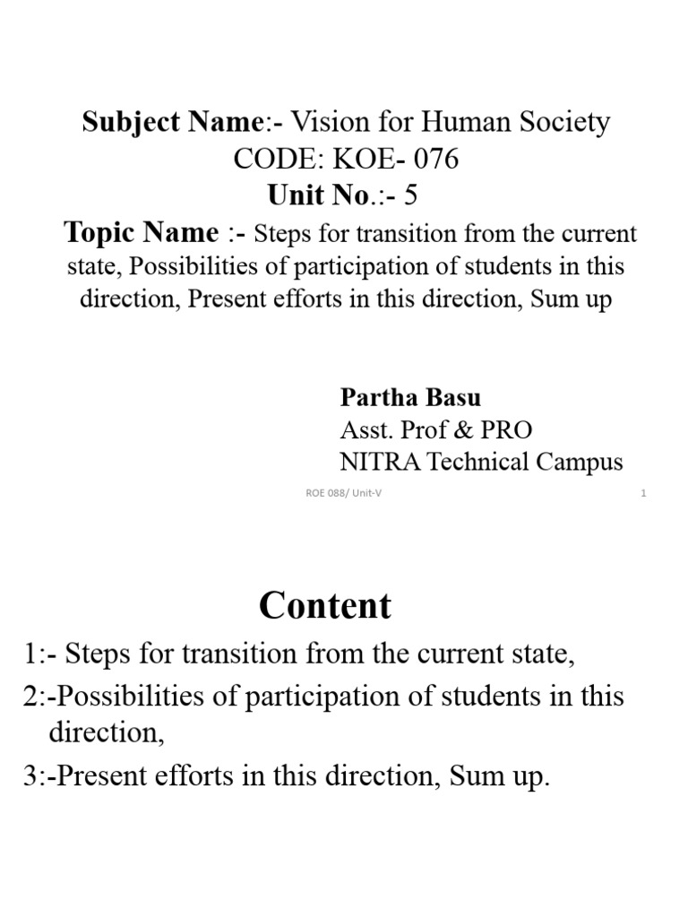 Unit 5 - Vision For Human Society | PDF | Behavioural Sciences | Cognitive Science