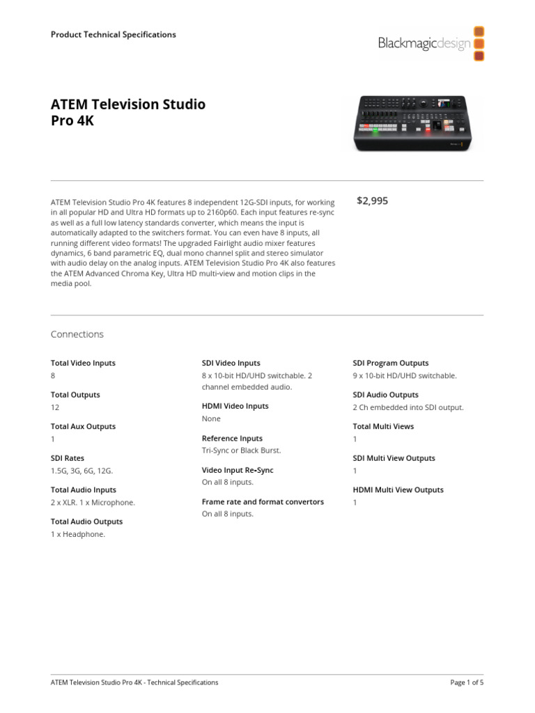 Blackmagic Atem User Manual | PDF