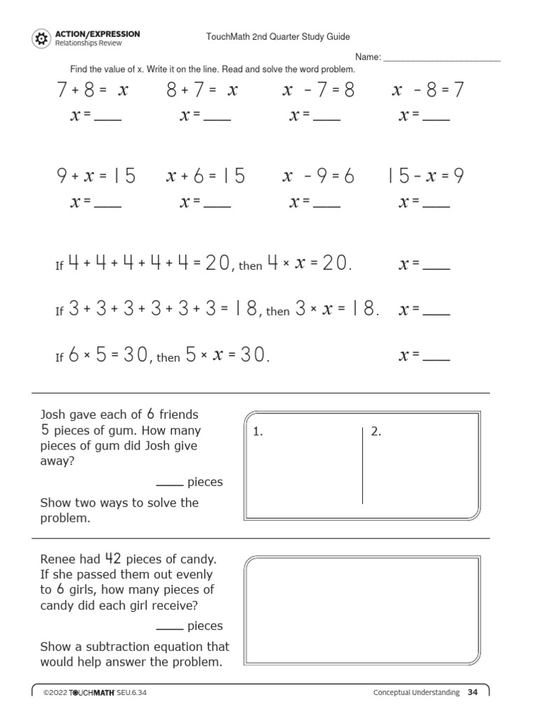 TouchMath 2nd Quarter Study Guide | PDF | Arithmetic | Elementary ...