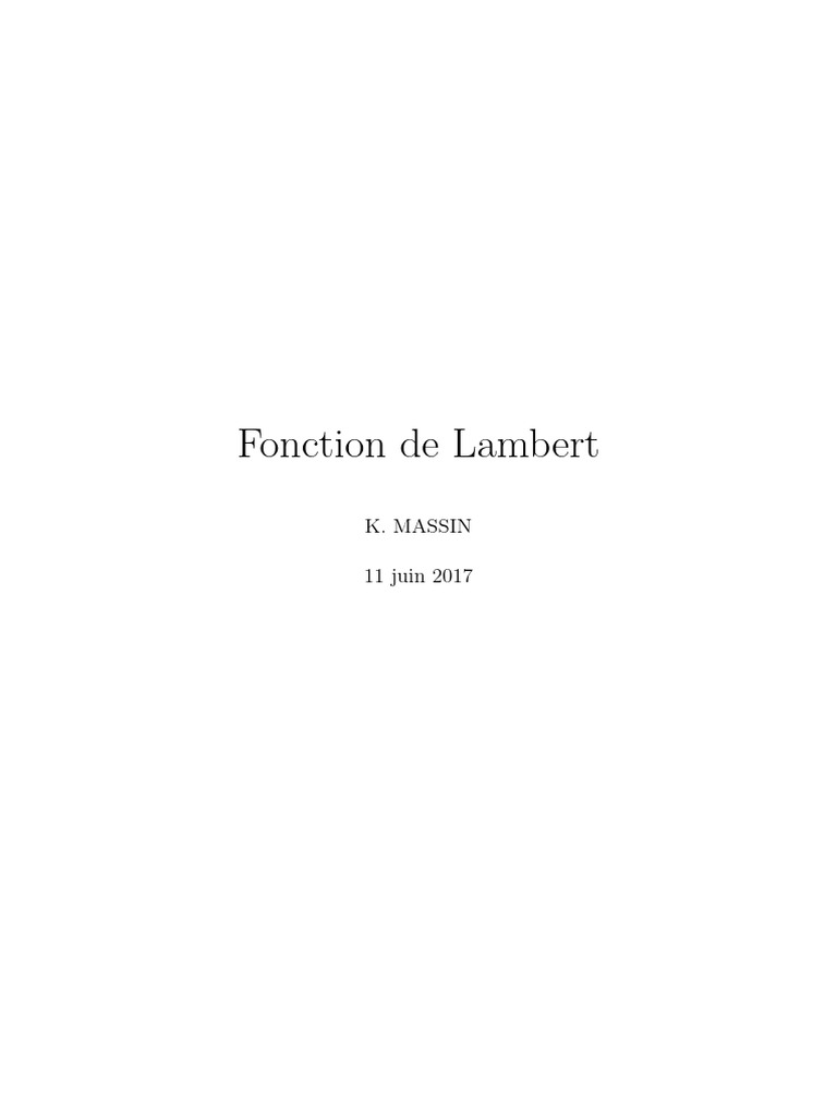 Fonction de Lambert | PDF