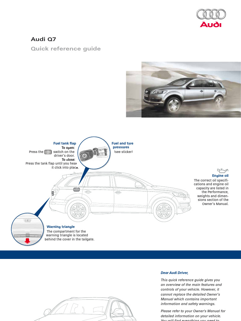 Audi q7 Tarjeta de Referencia Rapida | PDF