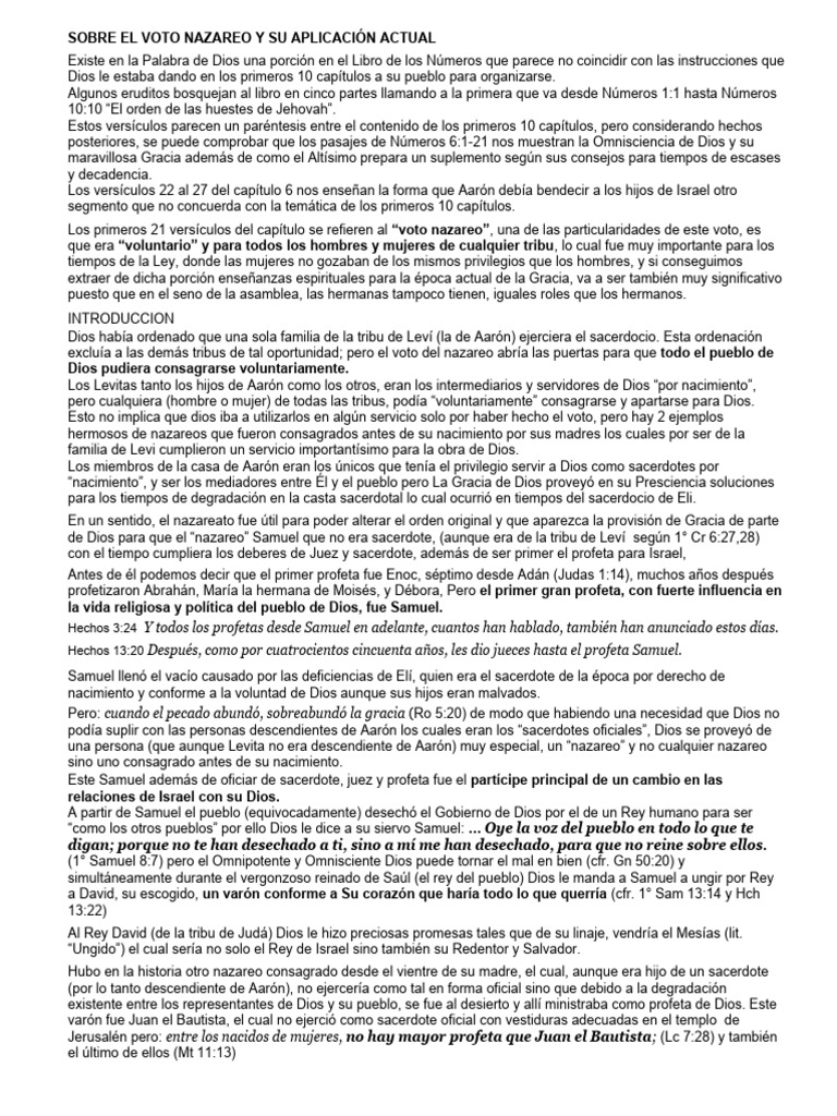 Sobre El Voto Nazareo y Su Aplicacion Actual | PDF | Sacerdote | Cristo ...