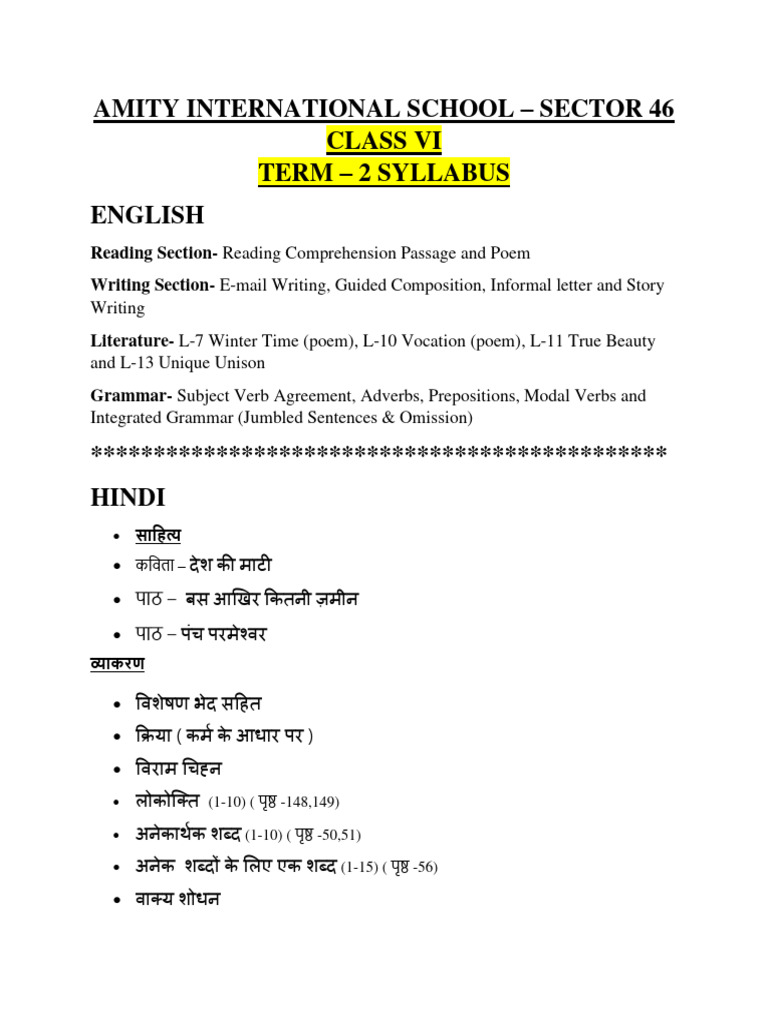 B4dbd Class Vi Term 2 Syllabus Pdf