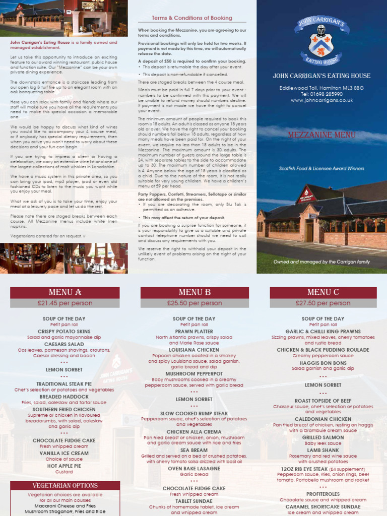 JCEH Mezzanine Menu | PDF | Sauce | Cheesecake