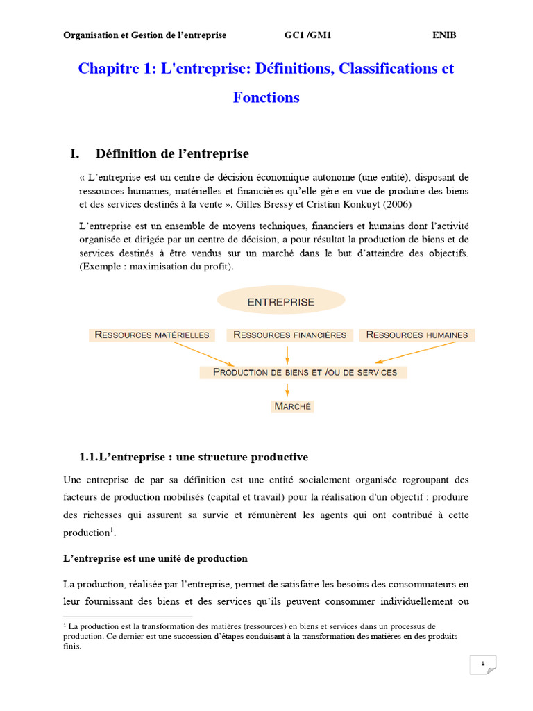 Définition et Rôle de l'Entreprise | PDF | Business | Petite ou moyenne ...